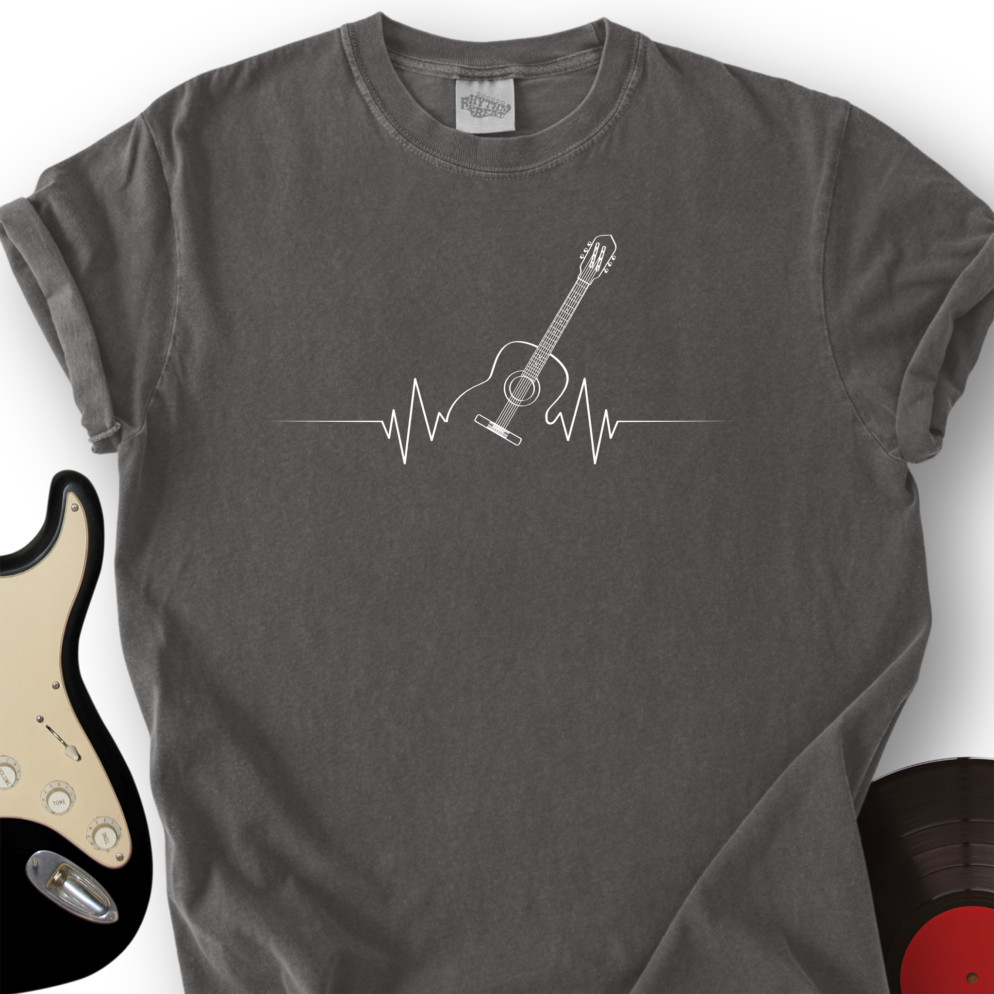 Acoustic Guitar Heart Beat T-Shirt – Rhythm And Beat