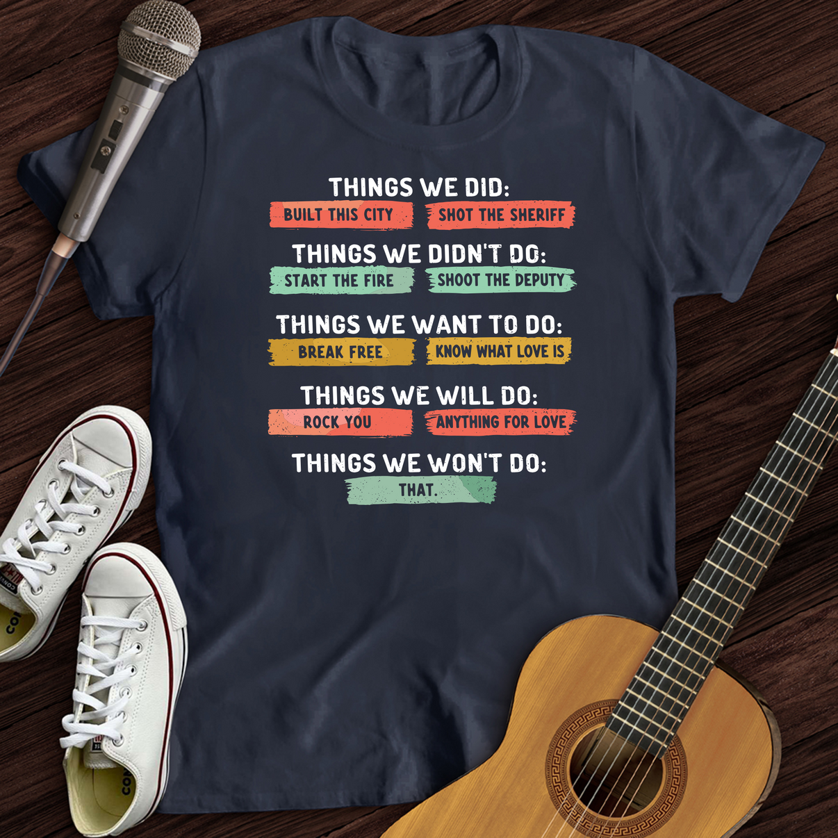 Musical Checklist T-Shirt – Rhythm And Beat